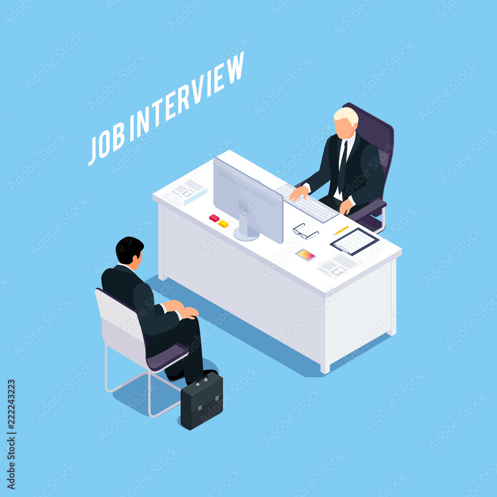 Isometric concept of job interview. Stock Vector | Adobe Stock