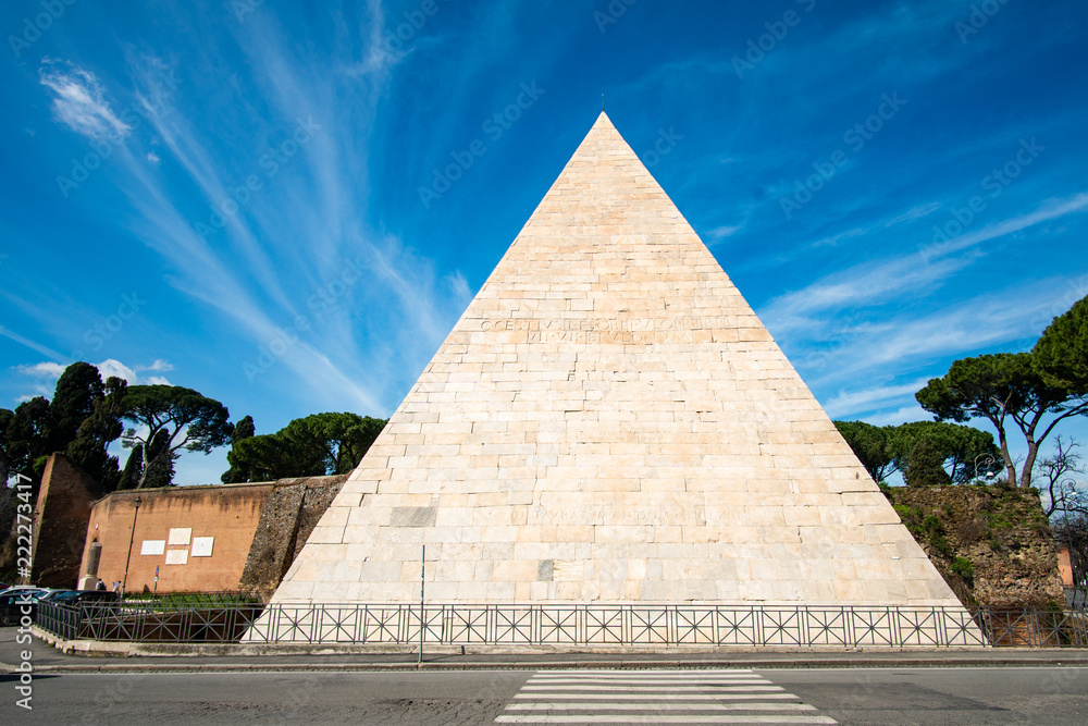 Pyramid of Cestius is an ancient pyramid in Rome, Italy Stock Photo ...
