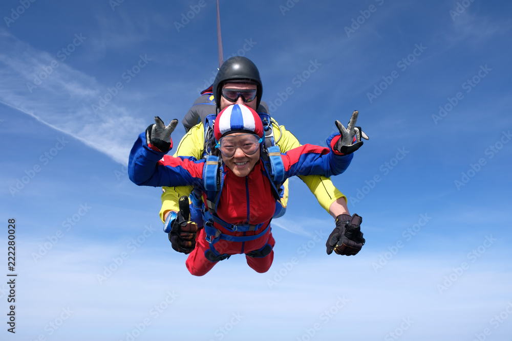 Skydiving Tandem Jump Is With Asian Girl Stock Photo Adobe Stock