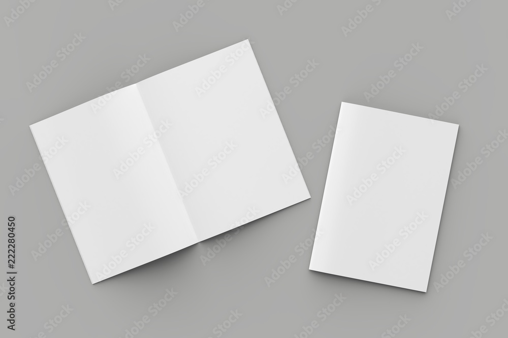 Softcover magazine or brochure mock up isolated on soft gray background ...