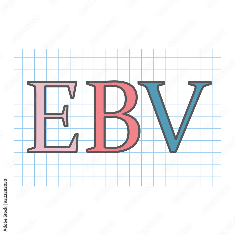 EBV (Epstein–Barr virus) acronym written on checkered paper sheet ...
