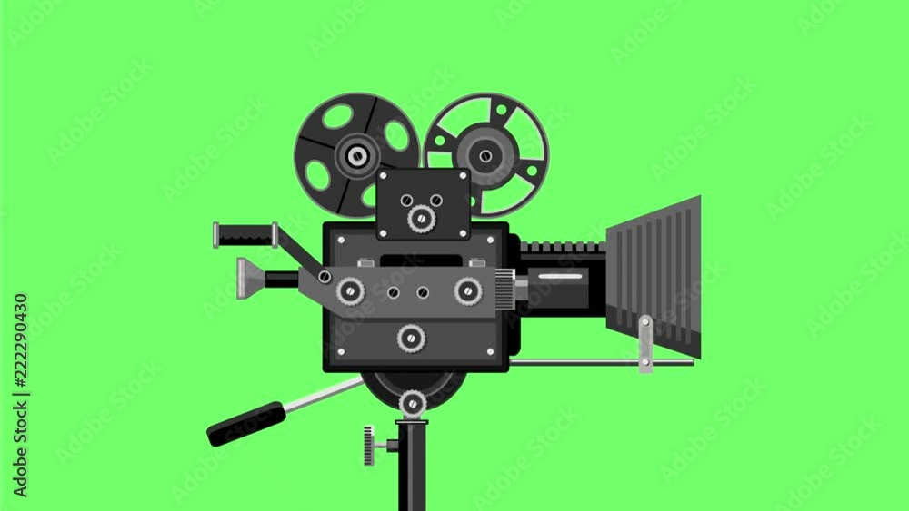 2d Animation motion graphics showing a vintage movie film camera done ...