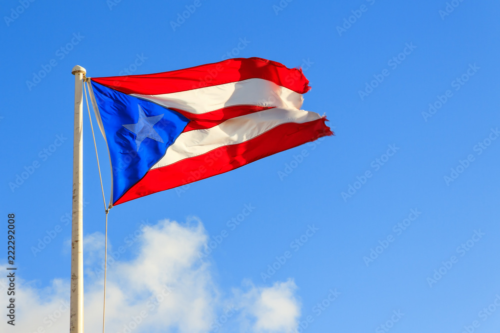Puerto Rican flag against a blue sky in San Juan, Puerto Rico Stock ...