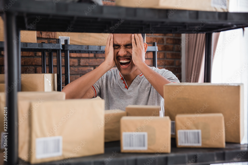 stress man while working Stock Photo | Adobe Stock