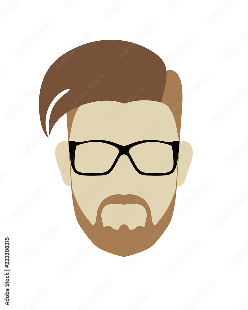 Male head modern hairstyle with crest and short beard hip black glasses ...