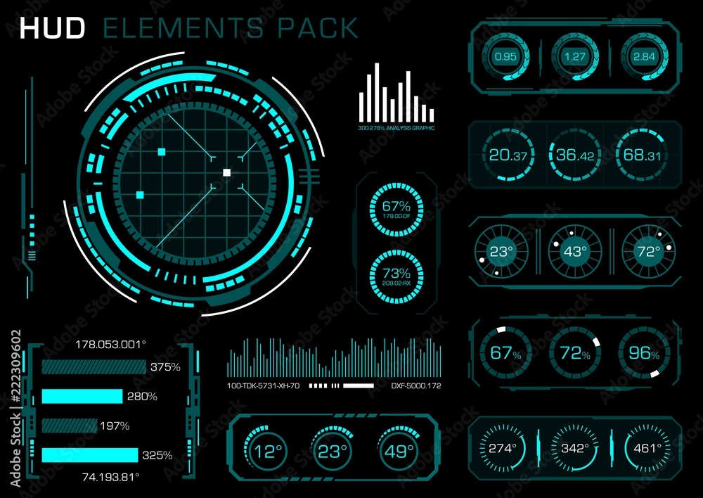 Hud elements pack. Vector art. Stock Vector | Adobe Stock