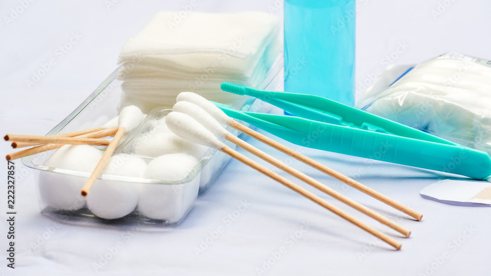 Sterile dressing set for first aid kit at home. Stock Photo | Adobe Stock