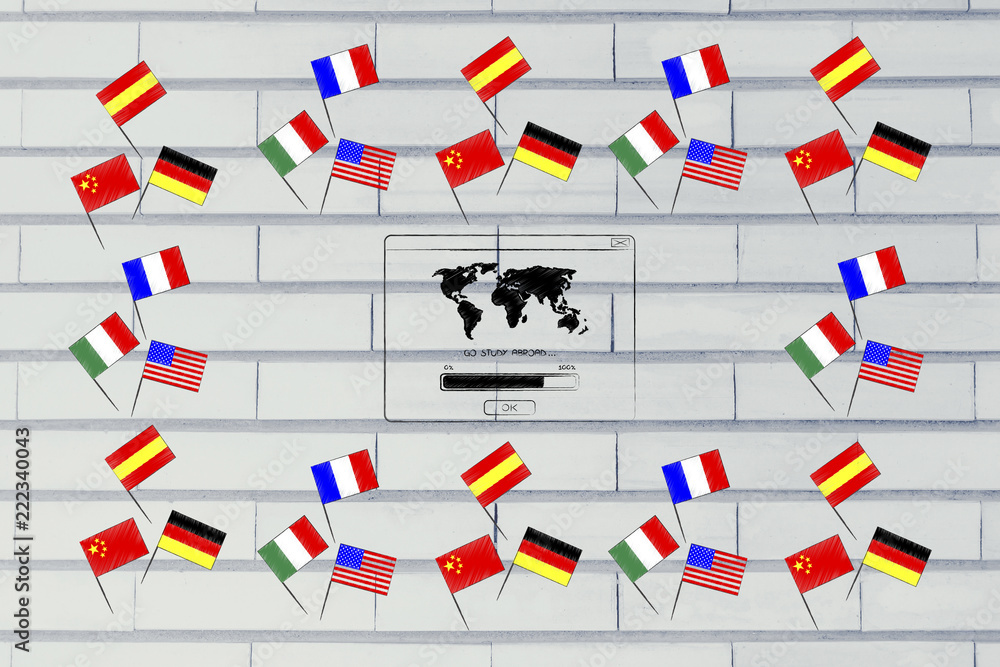 foreign languages country flags border with Go Study Abroad pop-up ...