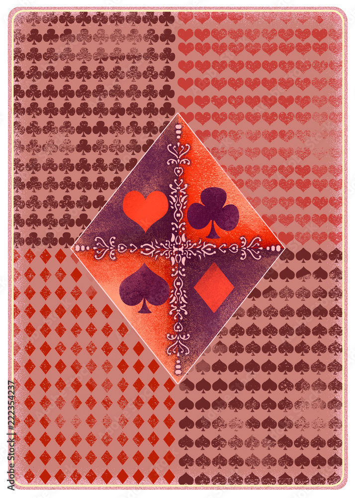 Playing card back design. Unique hand drawn pocker card back. Cartoon ...