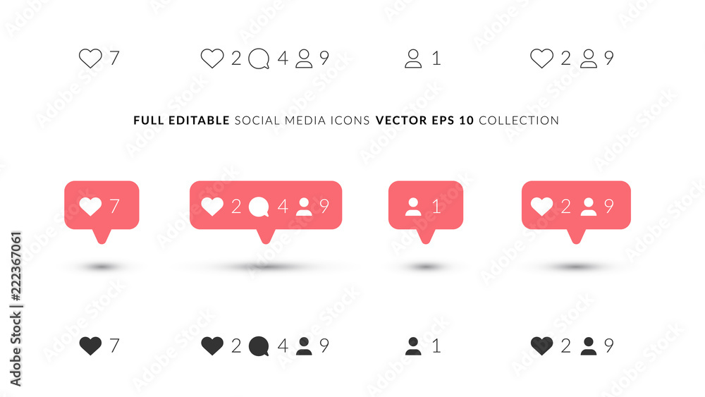 Vector Perfect Icons For Social Media Design. Elegant Social Media ...