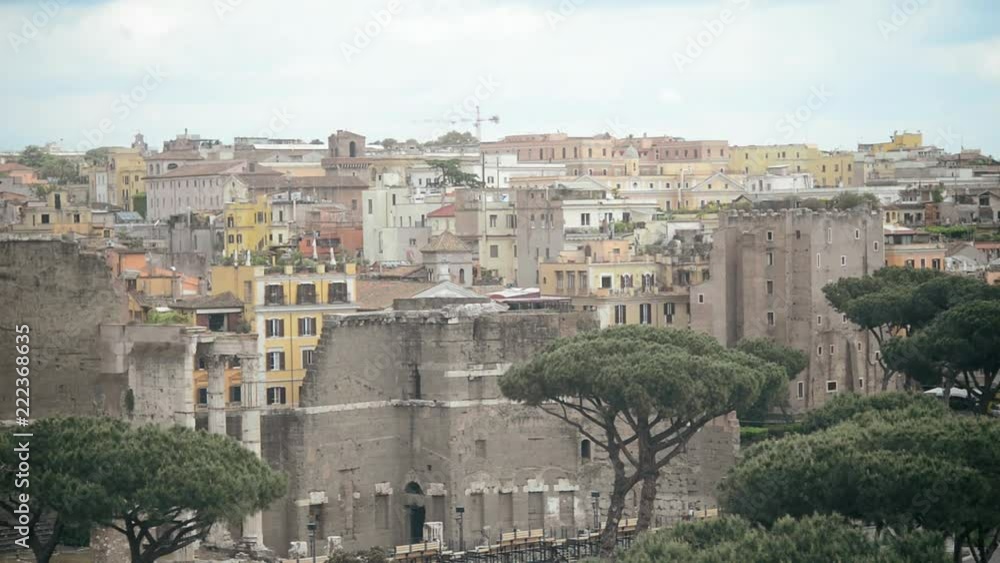 Rome Antique Site - Panorama - Forum Ancient, Coliseum, Columns Temple ...