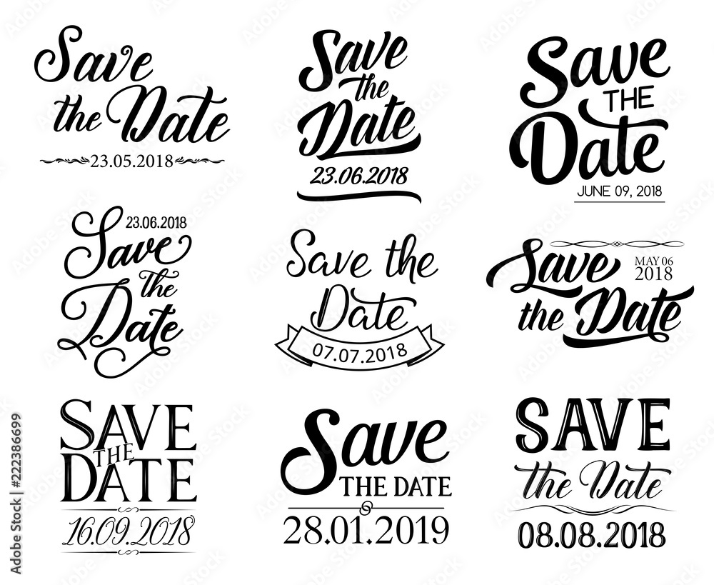Vector lettering. Save the Date and wedding Stock Vector | Adobe Stock