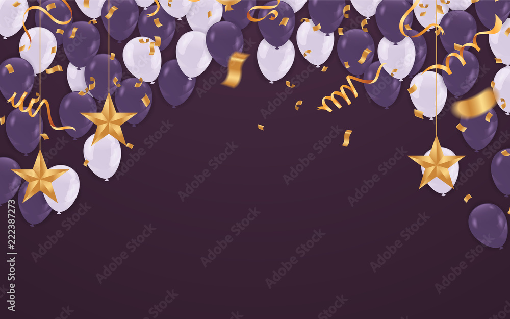 Dark purple balloons with white balloons on a beautiful purple backdrop ...