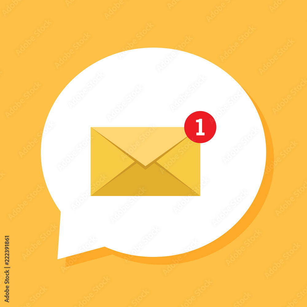 Inbox mail or email illustration flat, new email notification ...
