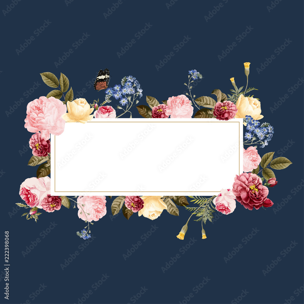 Blank floral frame card illustration Stock Vector | Adobe Stock
