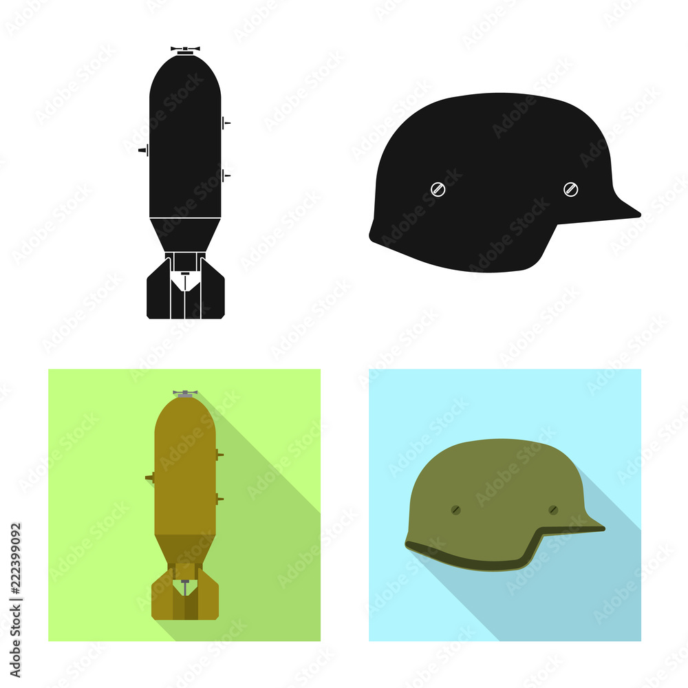 Isolated object of weapon and gun sign. Set of weapon and army stock ...