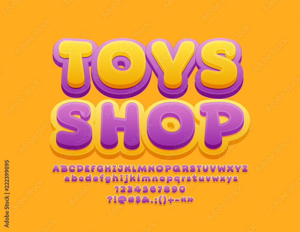 Vector Playful Sign Toys Shop. Children style Font. Funny Alphabet ...