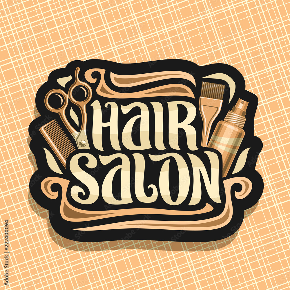 Vector logo for Hair Salon, black signage with hairdresser professional ...
