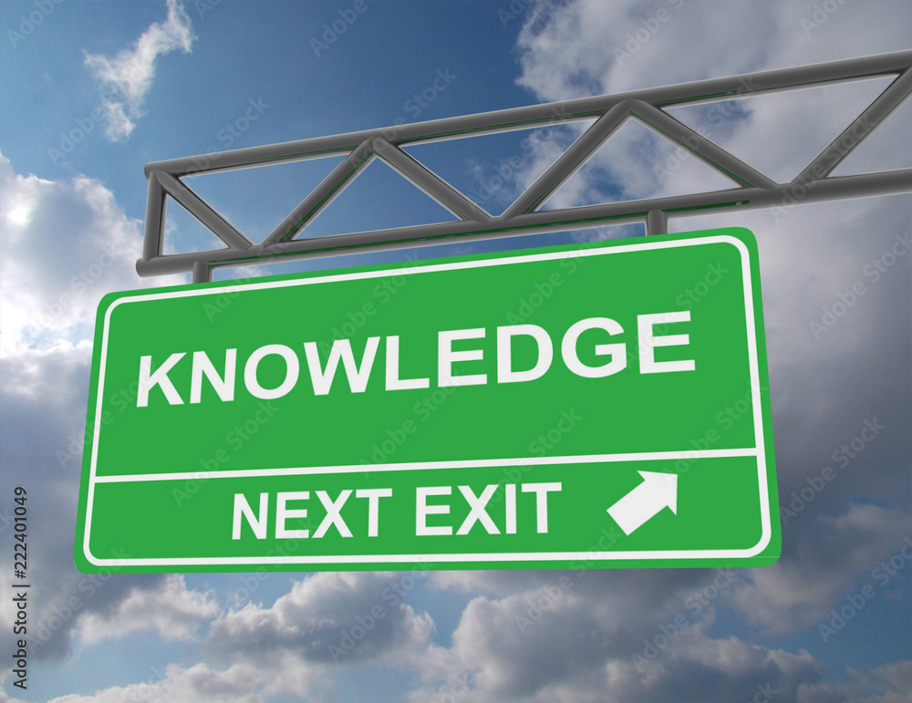 Green overhead road sign with a Knowledge Stock Illustration | Adobe Stock