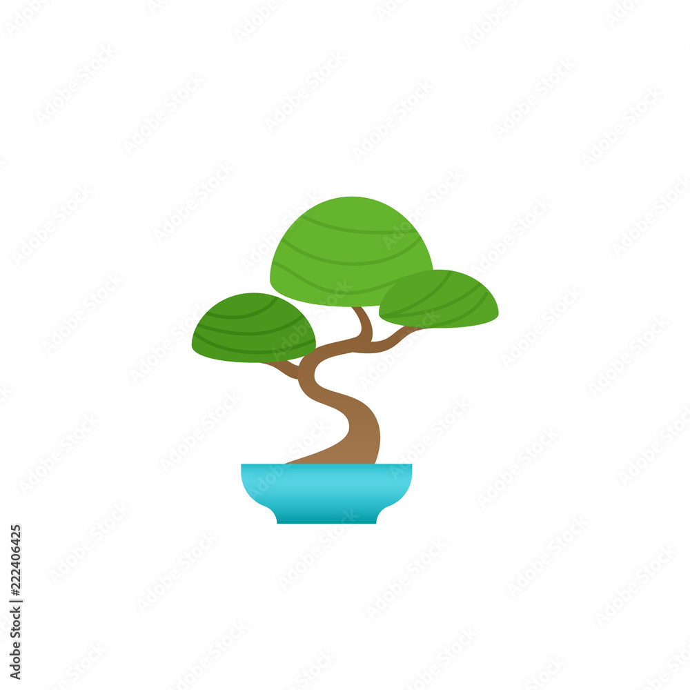 Bonsai Tree potted plant in pot. Vector. Indoor Chinese houseplant in ...