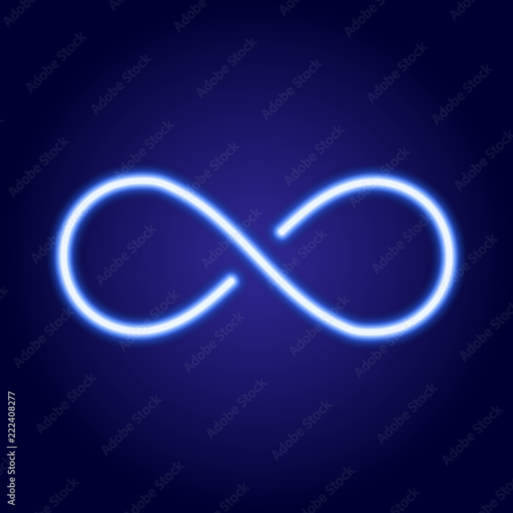 Infinity sign from glowing blue neon line. Vector illustration. Stock ...