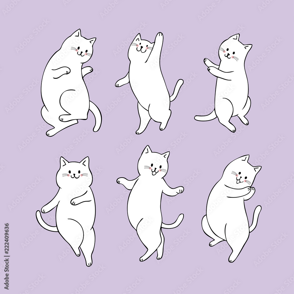 Cartoon cute cat dancing vector. Stock Vector | Adobe Stock