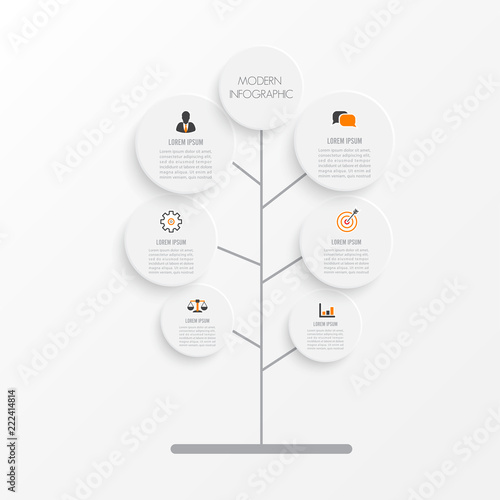 Tree infographic with icons, numbers and text. Green business diagram ...