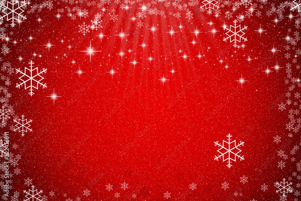 Abstract red Xmas background with stars, snowflakes and light gradient ...