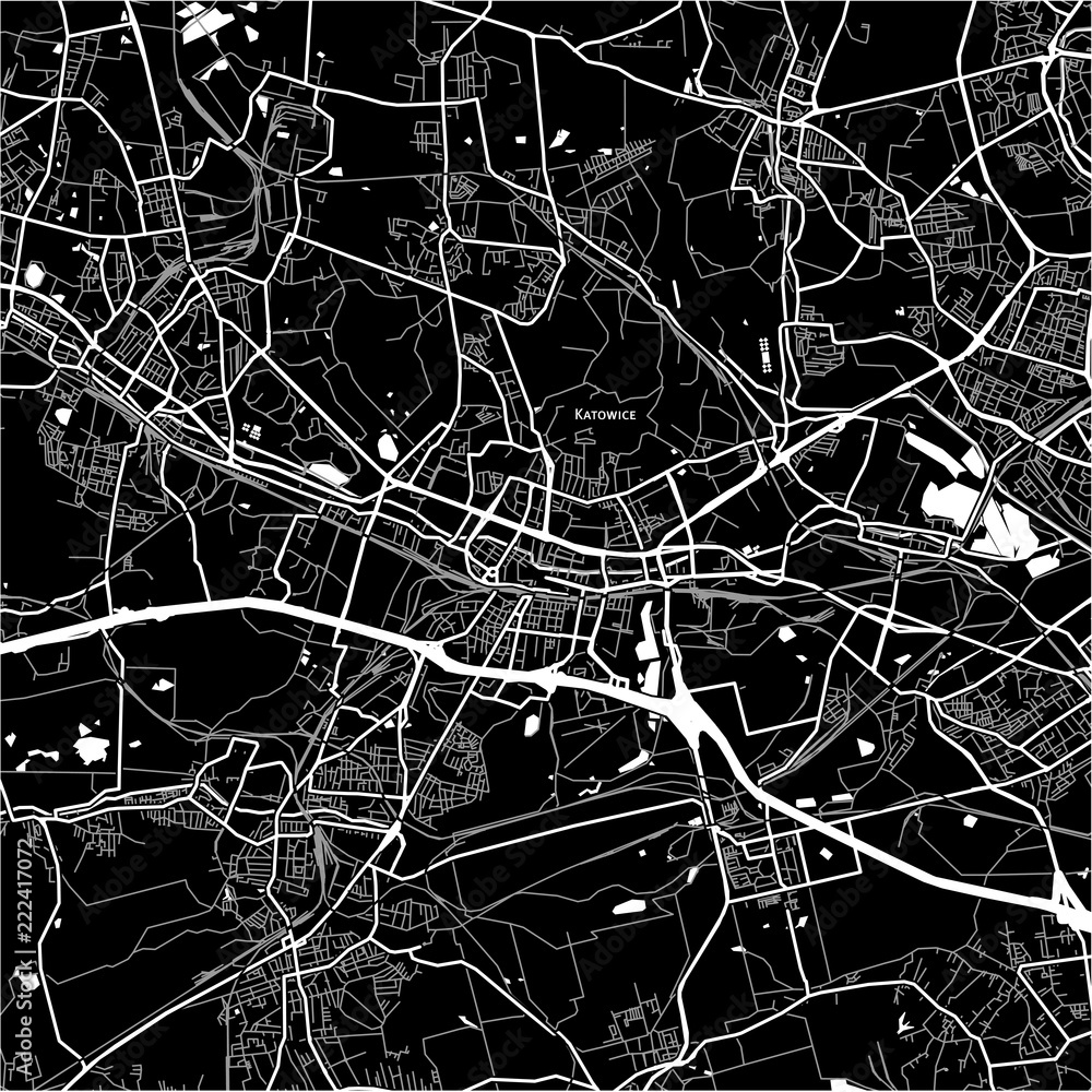 Area map of Katowice, Poland Stock Vector | Adobe Stock