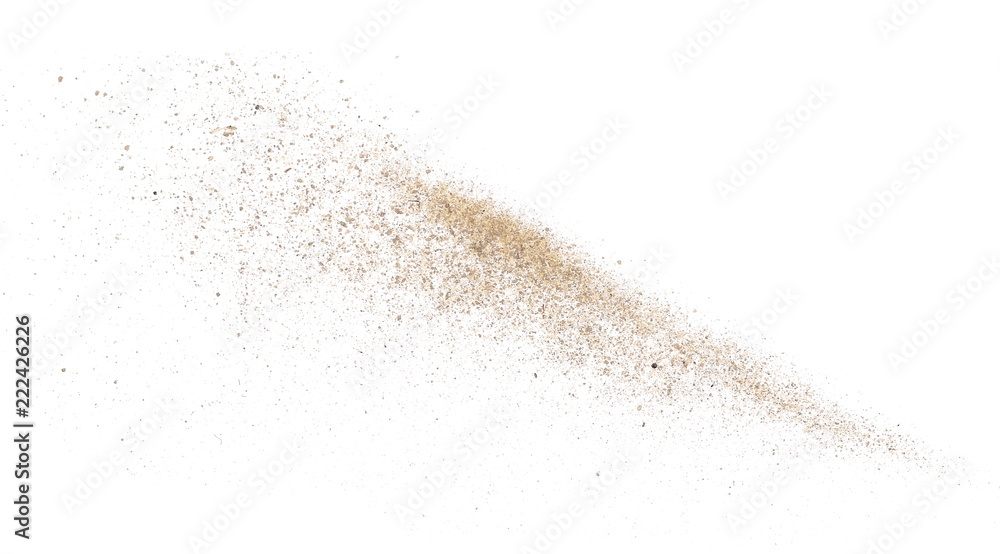 Sand dust isolated on white background and texture, with clipping path ...