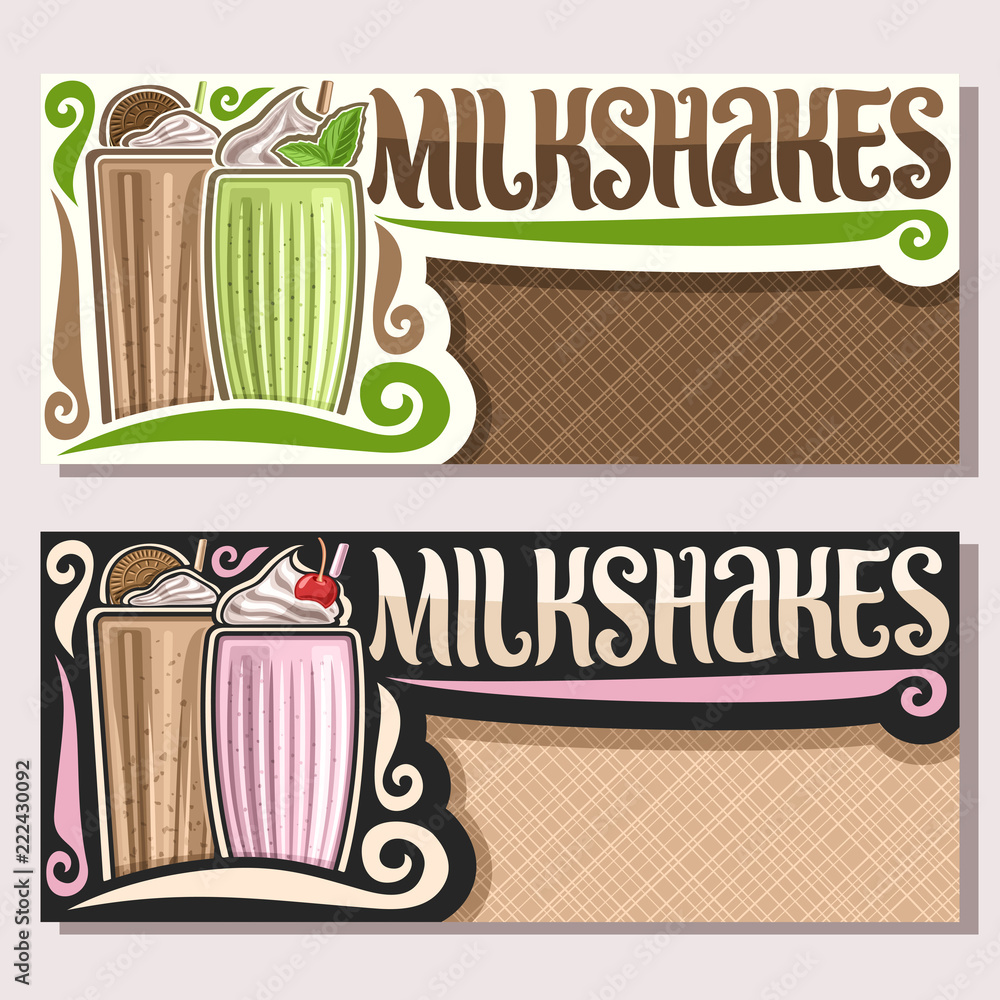 Vector banners for Milkshakes with copy space, flyers with dairy ...