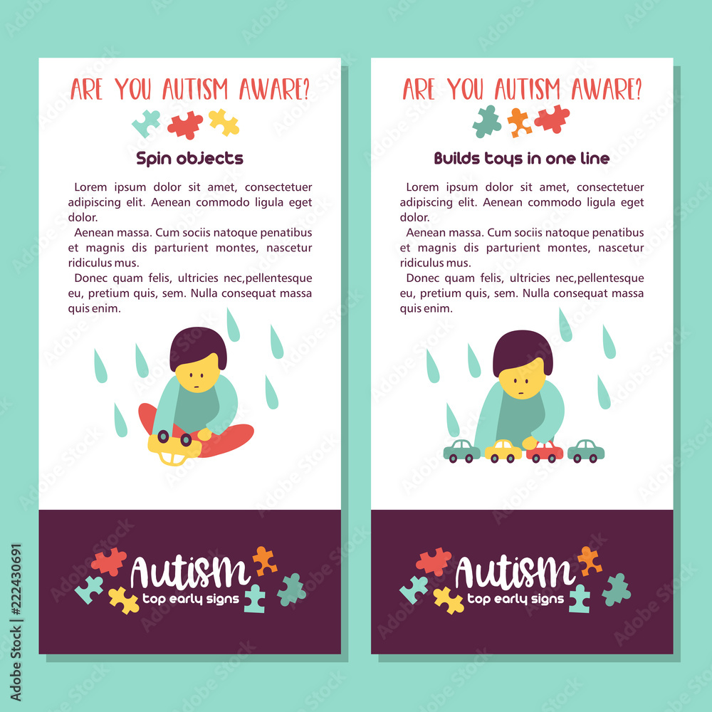 Autism. Early signs of autism syndrome in children. Vector illustration ...