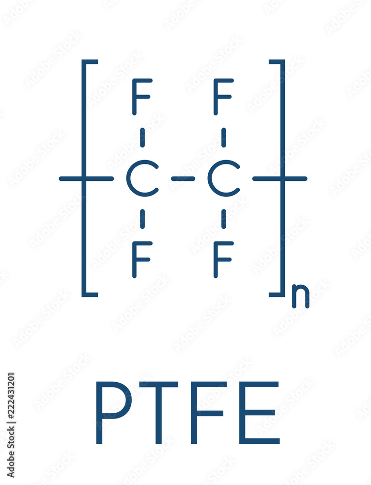 Polytetrafluoroethylene (PTFE) polymer, chemical structure. Used as ...