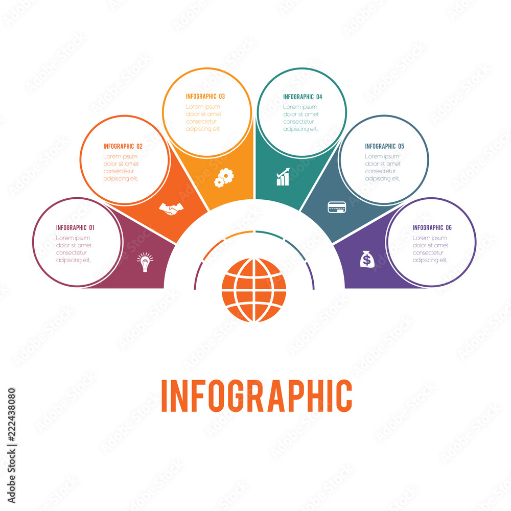 Colorful semicircle and circles. Elements of Infographics Conceptual ...