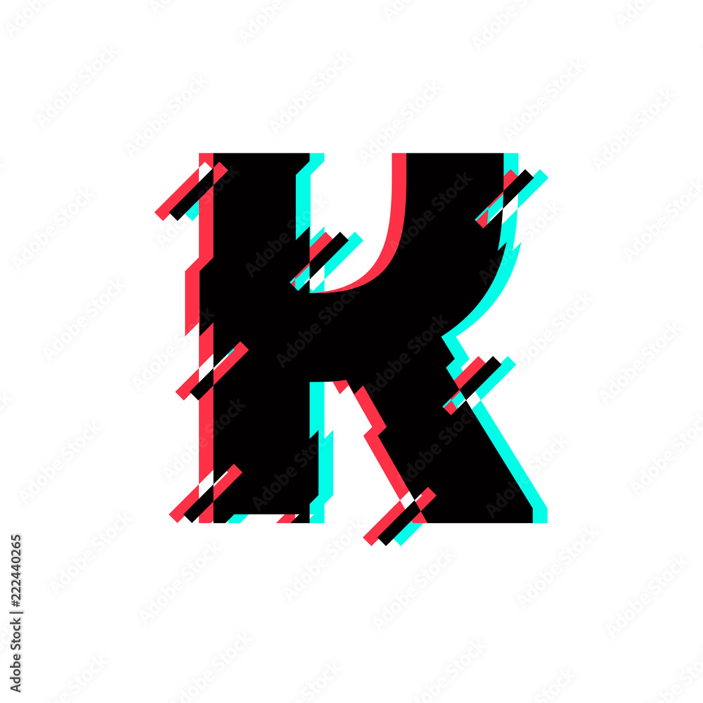 Vector Logo Letter K Glitch Distortion Diagonal Stock Vector | Adobe Stock