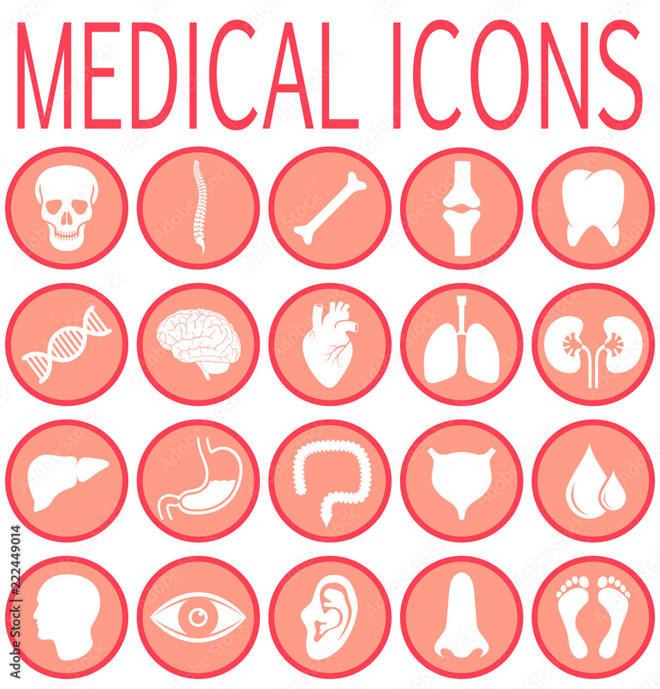 Medical health care. Human medicine research. Set medical icons with ...