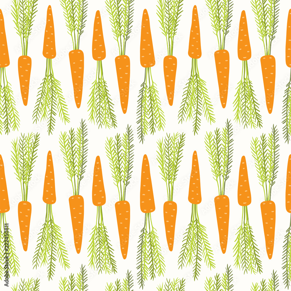 Seamless repeat pattern with carrots. Hand drawn vector illustration ...