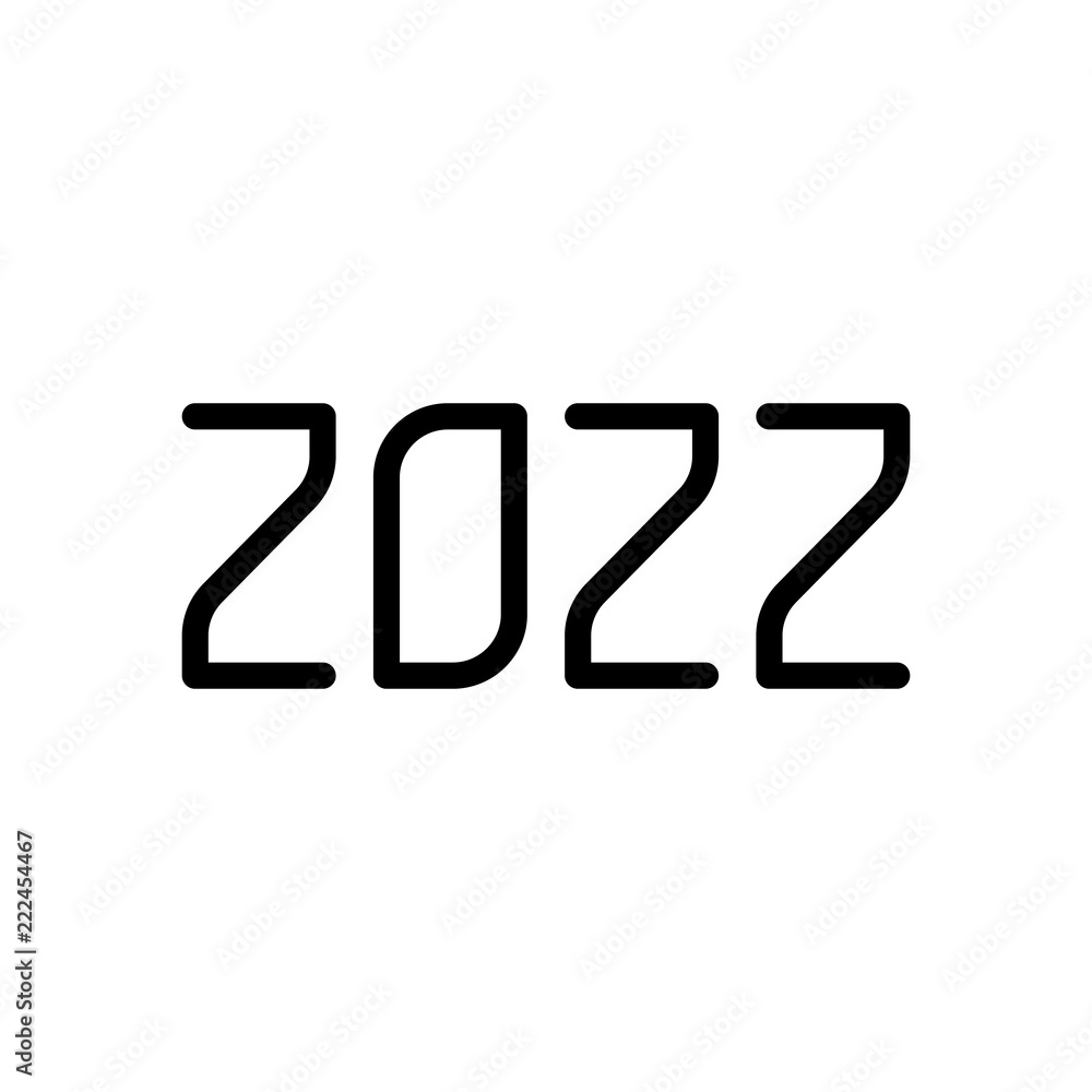 2022 number icon. Happy New Year. Black on white background Stock ...