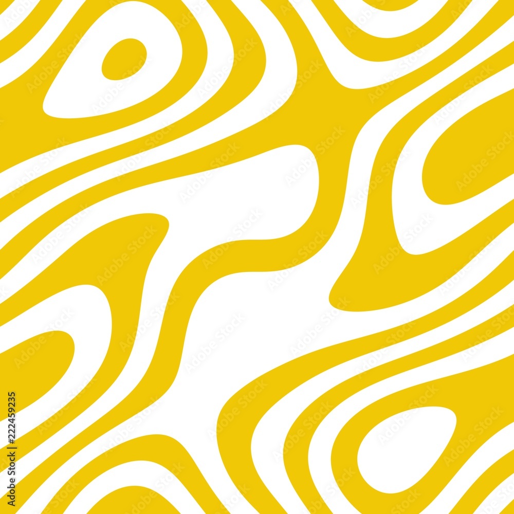Monochromatic seamless line art pattern in yellow color over white ...
