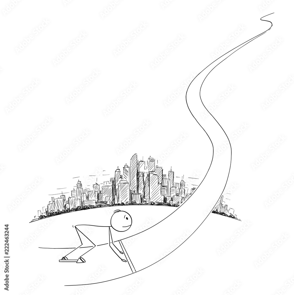 Cartoon stick drawing conceptual illustration of man or businessman in ...
