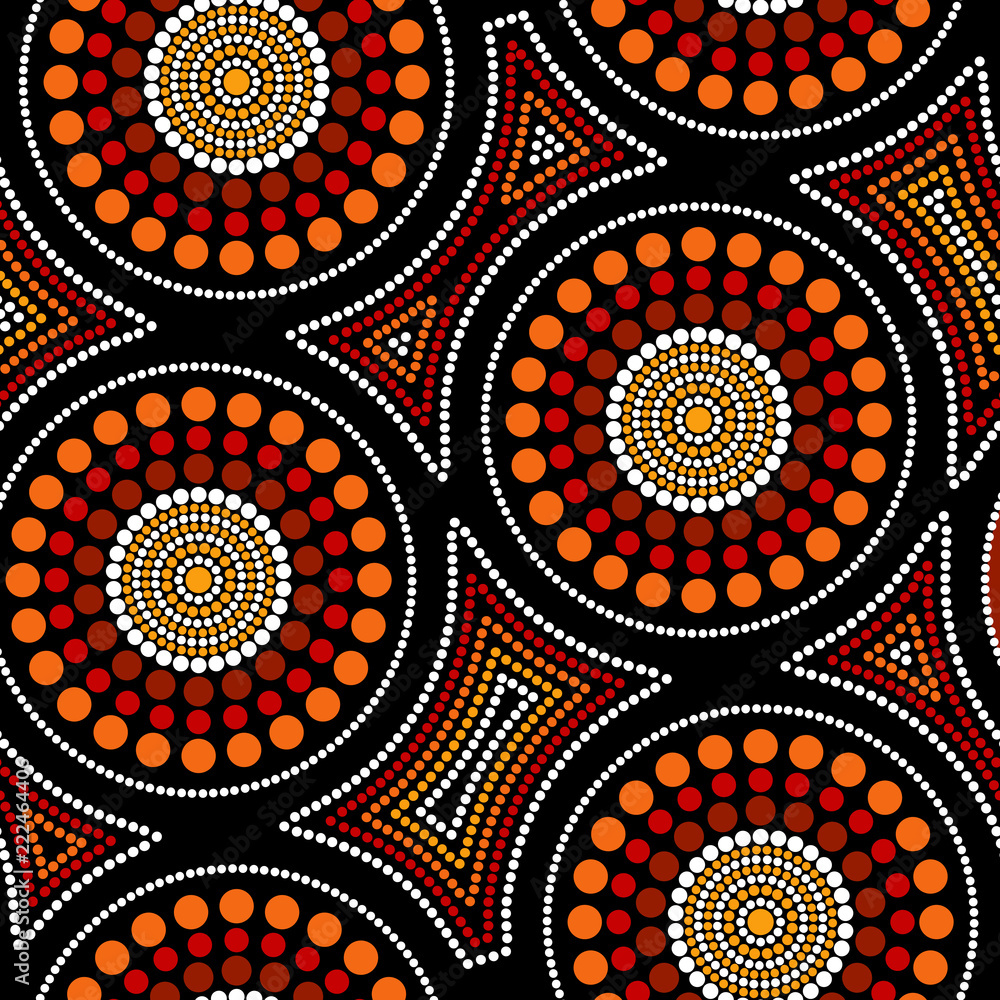 Australian aboriginal seamless vector pattern with dotted circles and ...