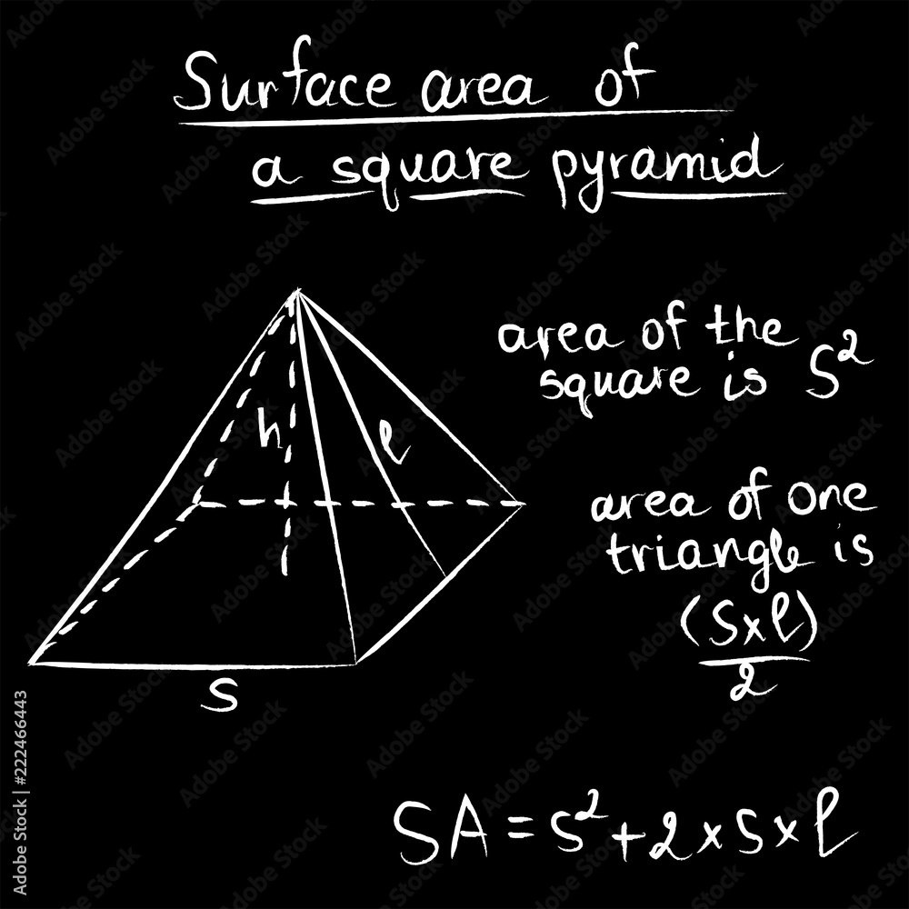 Hand drawn vector illustration of geometrical shape square pyramid in ...