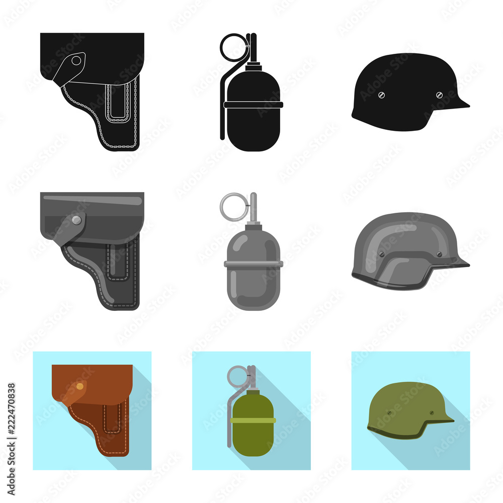 Vector illustration of weapon and gun icon. Set of weapon and army ...