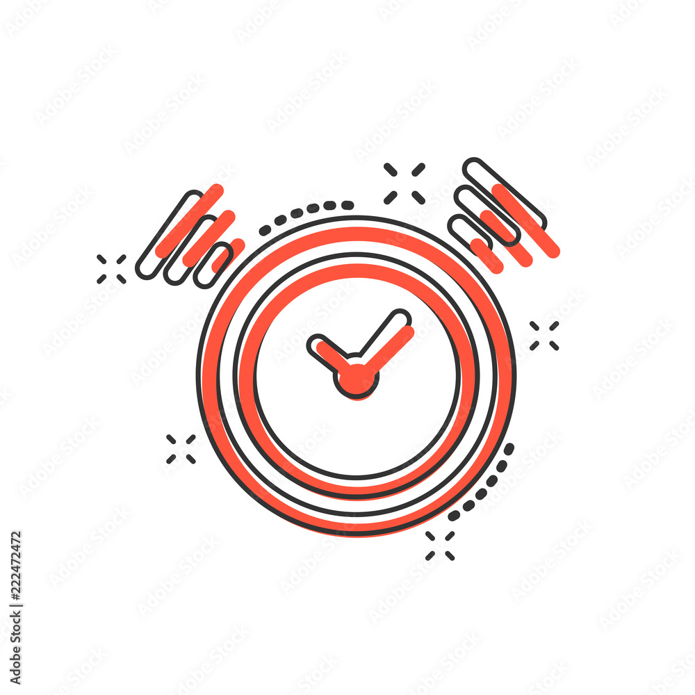 Vector cartoon clock timer icon in comic style. Time alarm concept ...