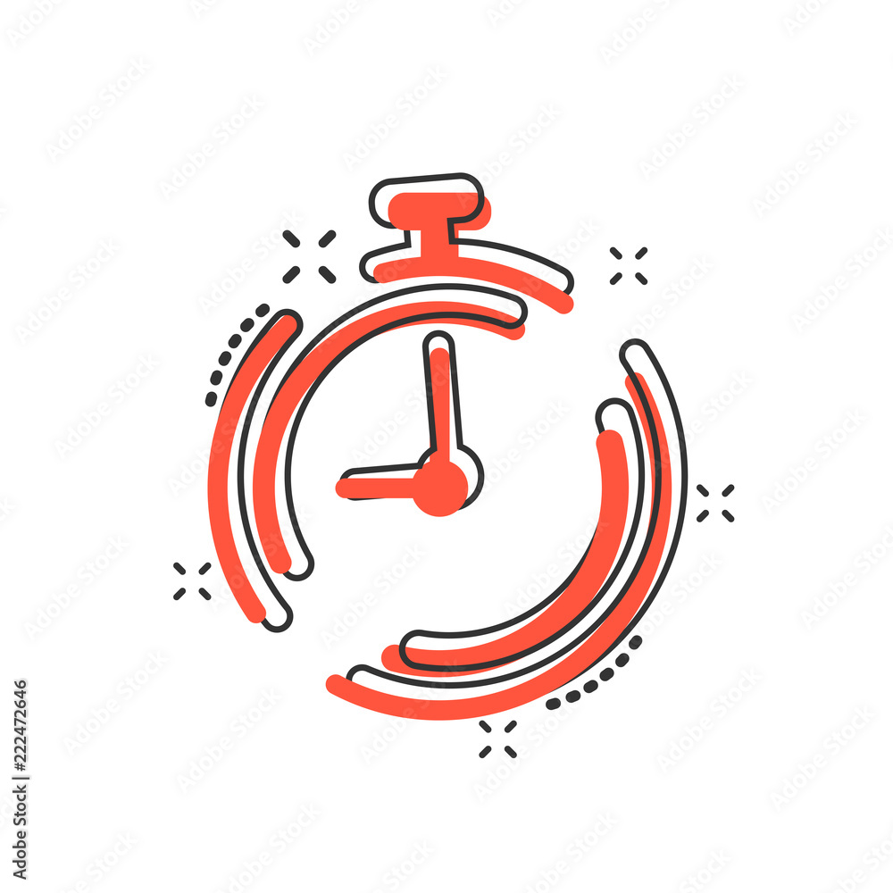 Vector cartoon clock timer icon in comic style. Time alarm concept ...