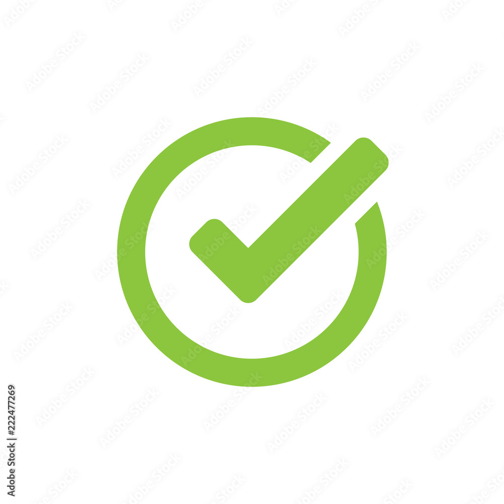 Check mark icon in flat style. Ok, accept vector illustration on white ...