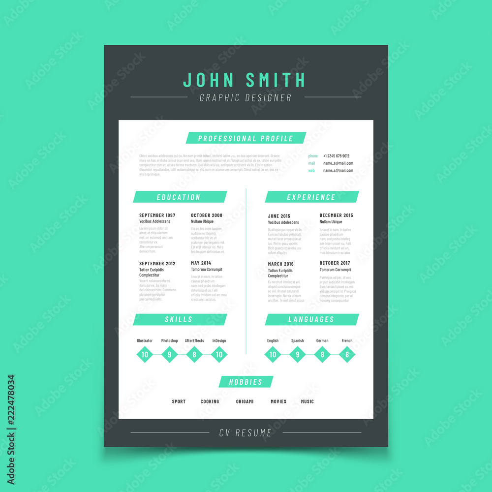 Resume letter. Personal cv sample with professional vitae and ...