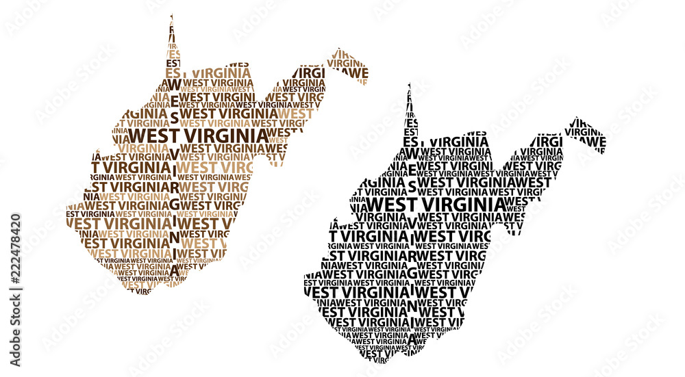 Sketch West Virginia (United States of America) letter text map, West ...