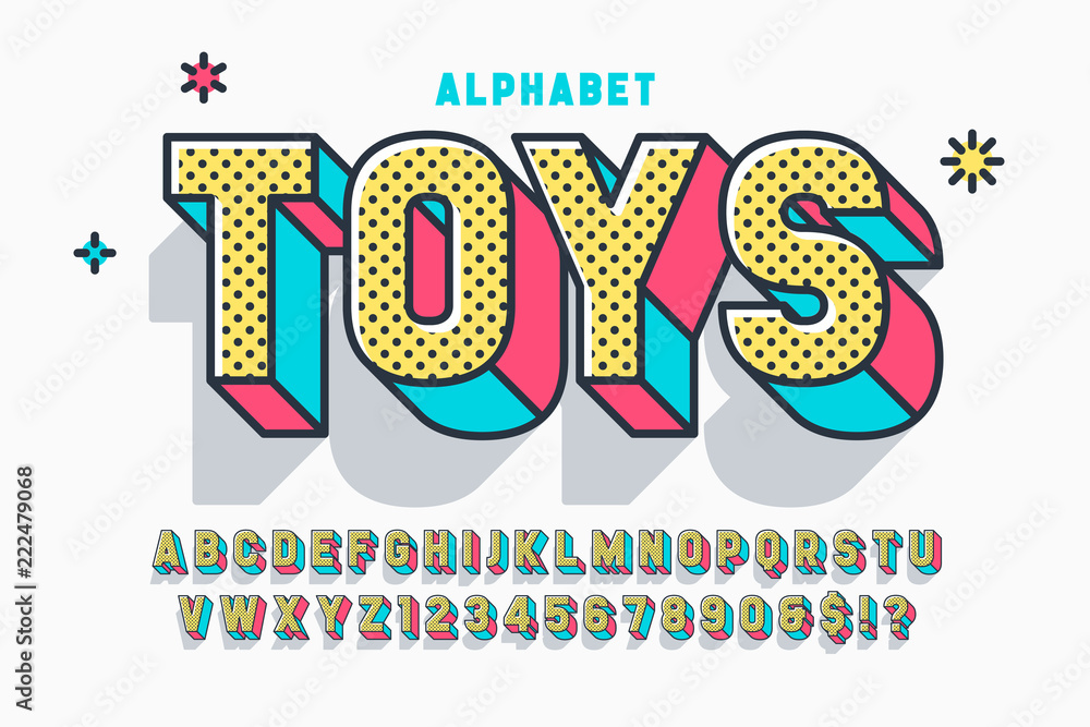Poster Comic 3d display font design, alphabet, letters and numbers ...