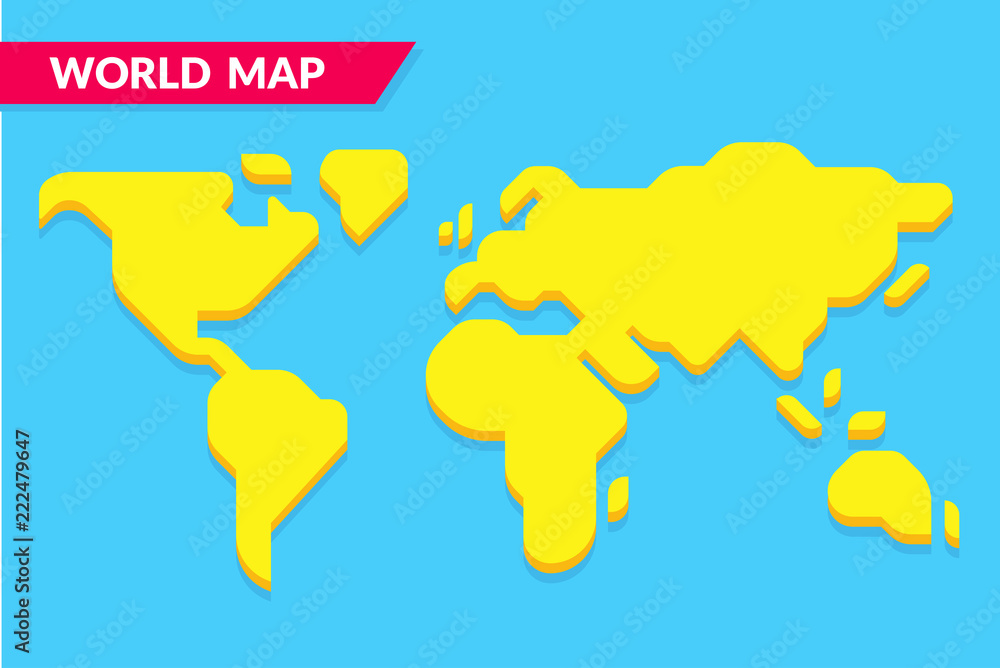 Simple cartoon style world map Stock Vector | Adobe Stock